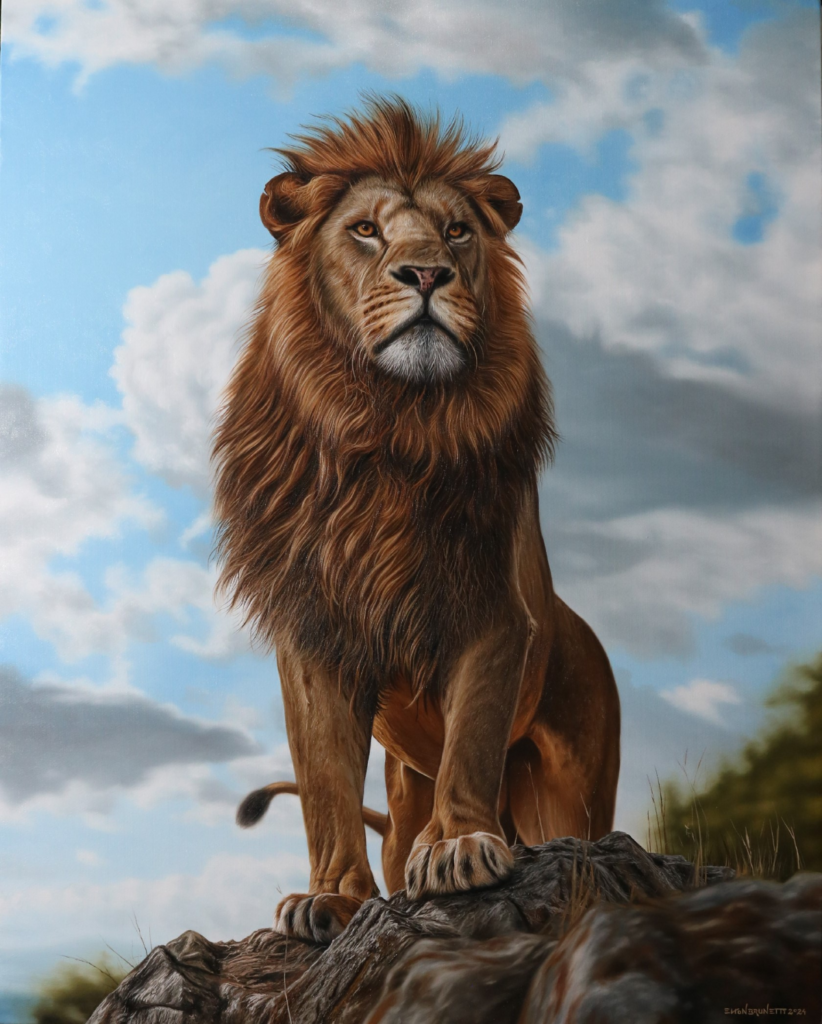 Leão, óleo sobre tela de linho sintético 80 x 100 « Elton Brunetti Art
